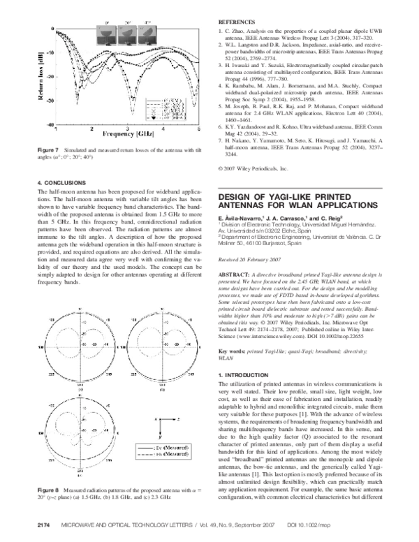 (PDF) Design of Yagi-like printed antennas for WLAN applications