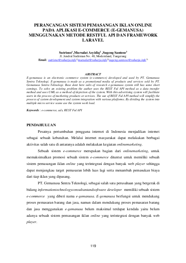(PDF) Perancangan Sistem Pemasangan Iklan Online Pada Aplikasi E-Commerce (E-Gemanusa ...