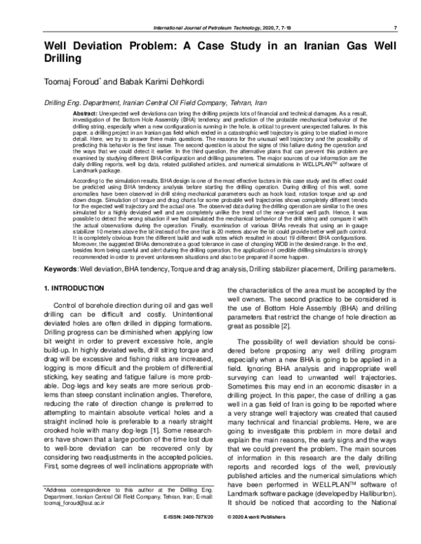 (PDF) Well Deviation Problem: A Case Study in an Iranian Gas Well ...