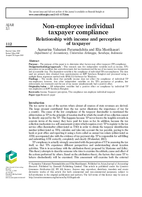 (PDF) Non-employee individual taxpayer compliance