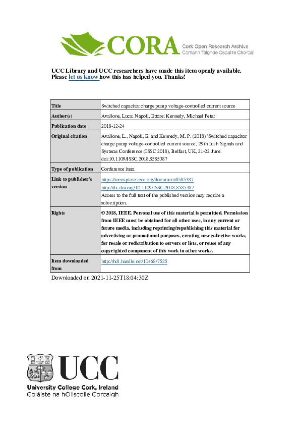 (PDF) Switched Capacitor Charge Pump Voltage-Controlled Current Source
