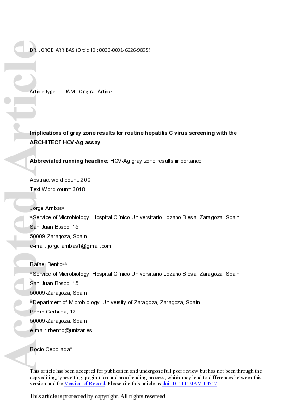 (PDF) Implications of gray zone results for routine hepatitis C virus ...