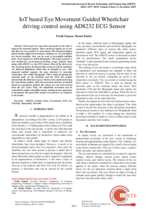 (PDF) IoT based Eye Movement Guided Wheelchair driving control using AD8232 ECG Sensor
