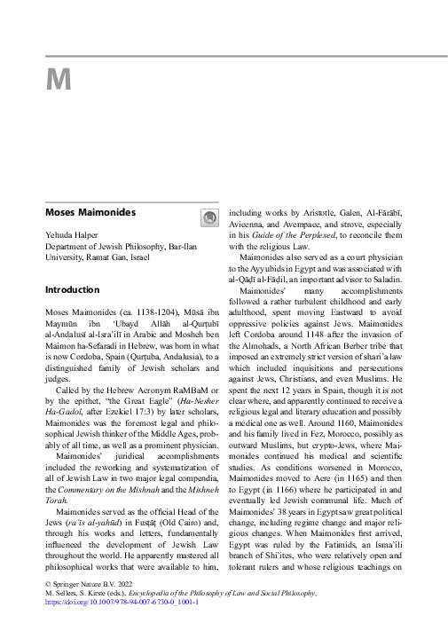 (PDF) Moses Maimonides