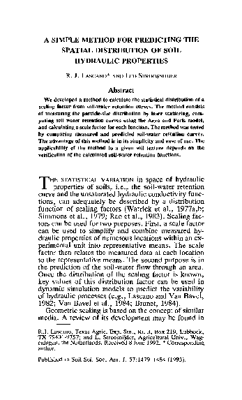 (PDF) A Simple Method for Predicting the Spatial Distribution of Soil Hydraulic Properties