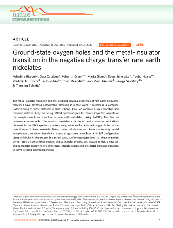 (PDF) Ground-state oxygen holes and the metal-insulator transition in ...