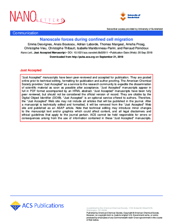 (PDF) Nanoscale Forces during Confined Cell Migration