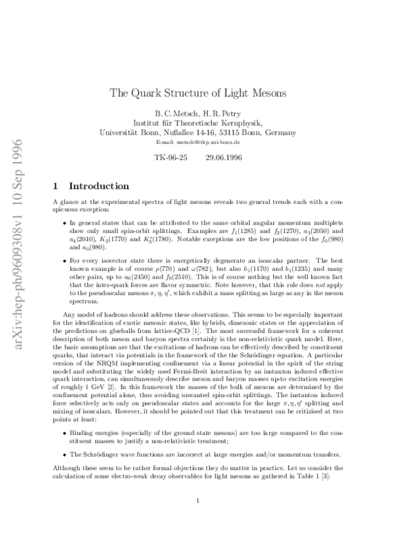 (PDF) Quark structure of light mesons