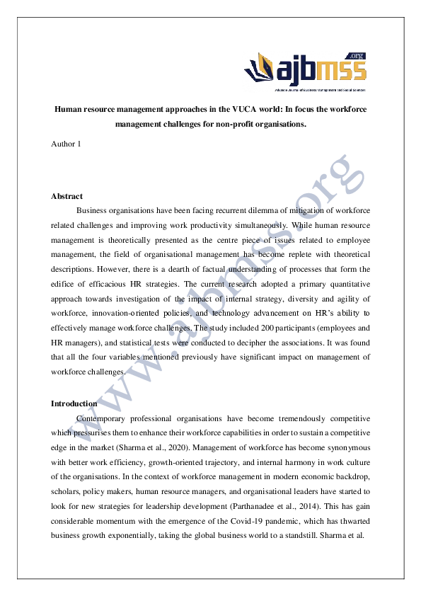 (PDF) Human resource management approaches in the VUCA world