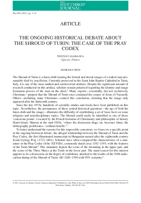 (PDF) The Ongoing Historical Debate About the Shroud of Turin: The Case ...