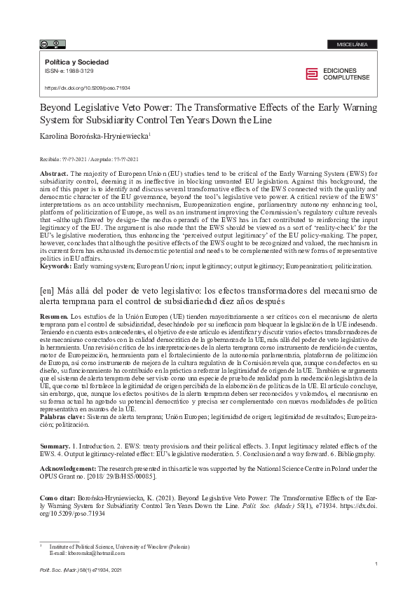 (PDF) Beyond Legislative Veto Power: The Transformative Effects of the ...