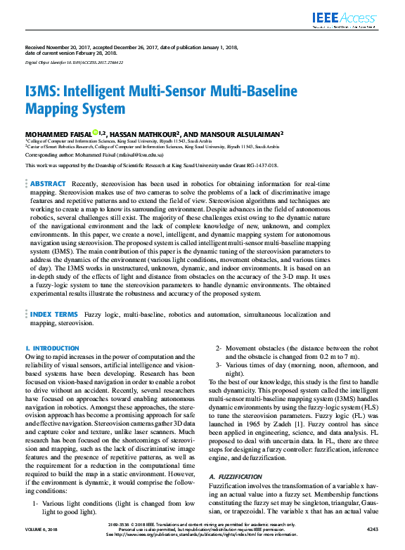 (PDF) I3MS: Intelligent Multi-Sensor Multi-Baseline Mapping System