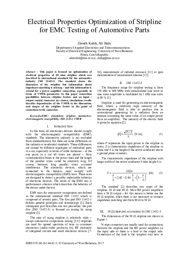 (PDF) Electrical properties optimization of stripline for EMC testing ...