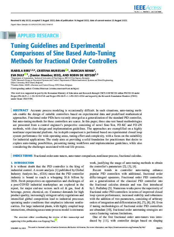(PDF) Tuning Guidelines and Experimental Comparisons of Sine Based Auto ...