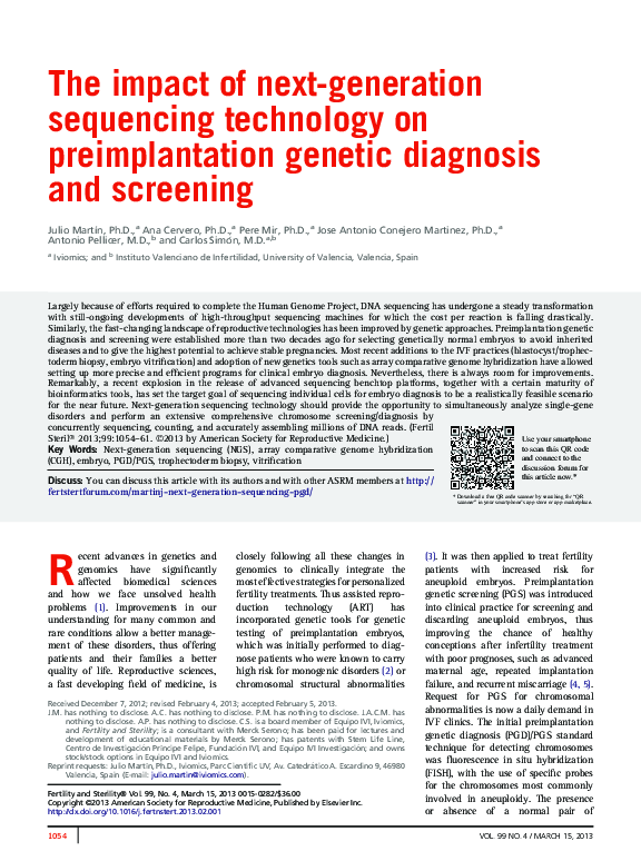 Pdf The Impact Of Next Generation Sequencing Technology On Preimplantation Genetic Diagnosis