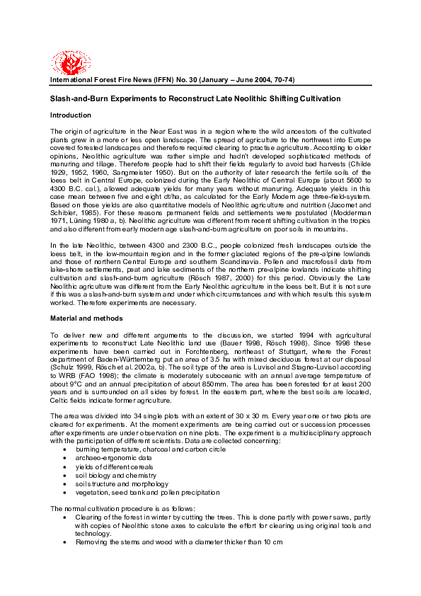 (PDF) Slash-and-Burn Experiments to Reconstruct Late Neolithic Shifting ...
