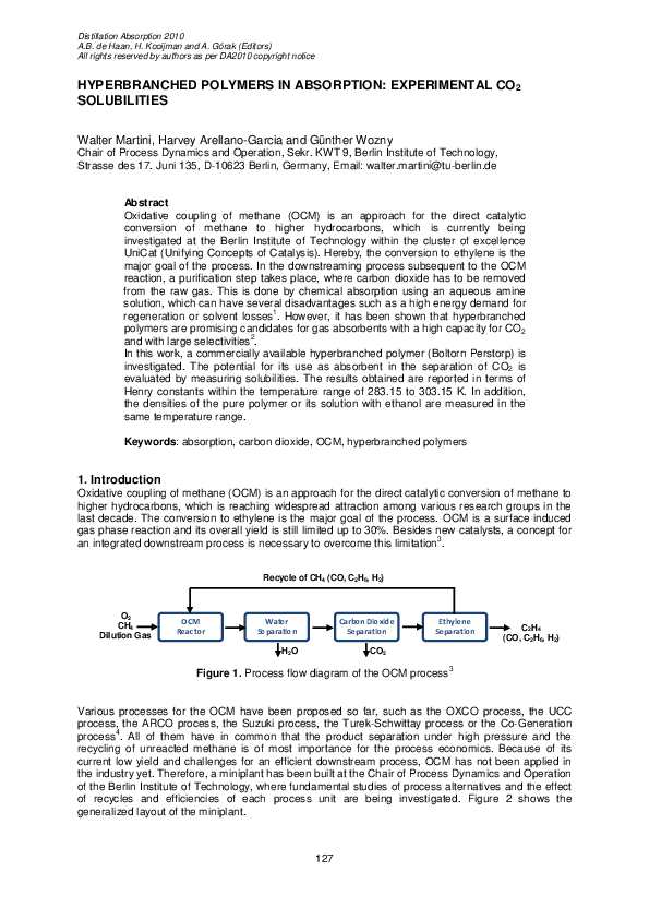 (PDF) Hyperbranched Polymers in Absorption: Experimental CO2 Solubilities