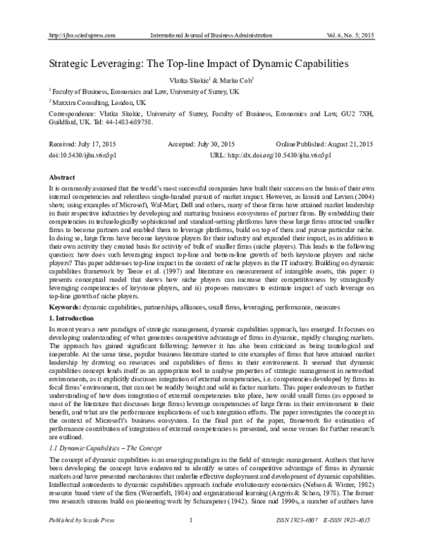 (PDF) Strategic Leveraging: The Top-line Impact of Dynamic Capabilities