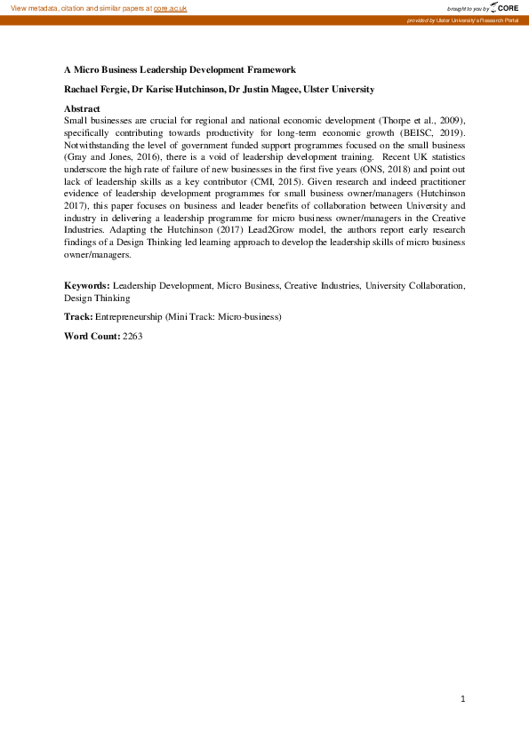 (PDF) A Micro Business Leadership Development Framework