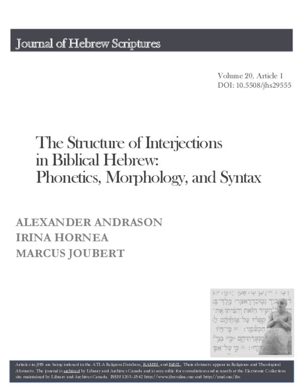 (PDF) The Structure of Interjections in Biblical Hebrew: Phonetics ...
