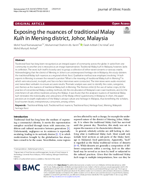(PDF) Exposing the nuances of traditional Malay Kuih in Mersing ...