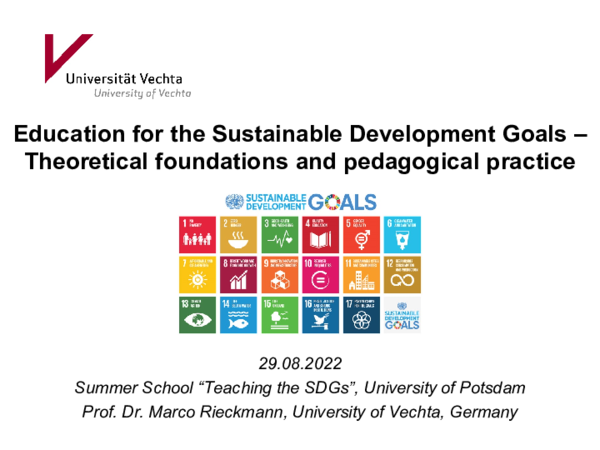 (PDF) Education for the Sustainable Development Goals - Theoretical foundations and pedagogical ...