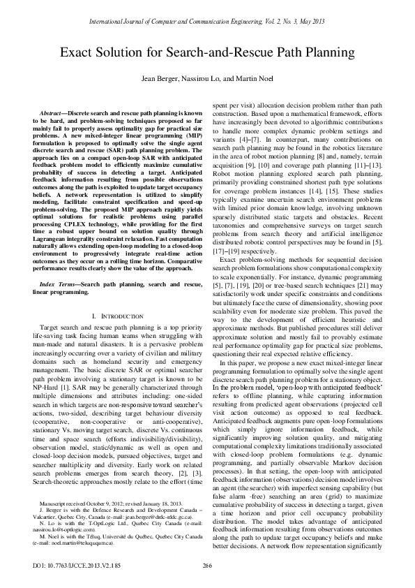 (PDF) Exact Solution for Search-and-Rescue Path Planning