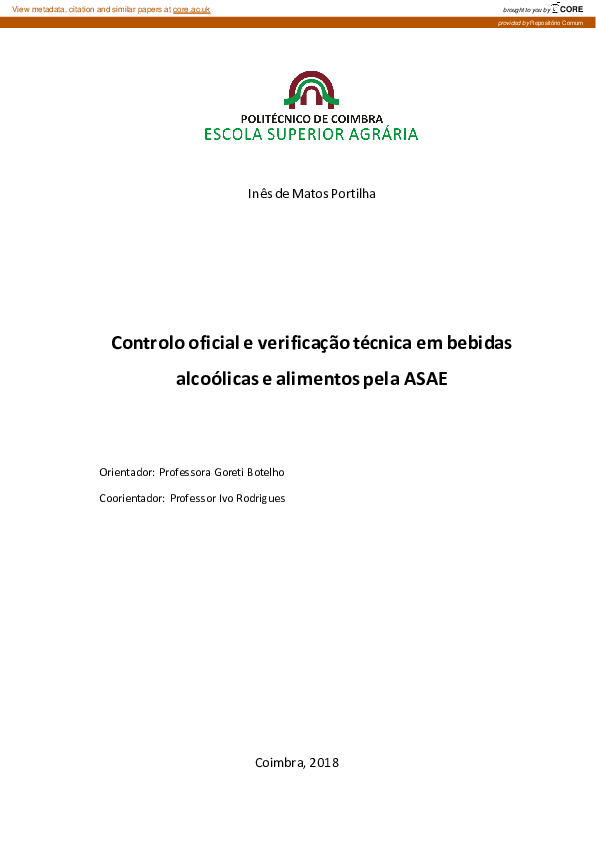 (PDF) Controlo oficial e verificação técnica em bebidas alcoólicas e ...