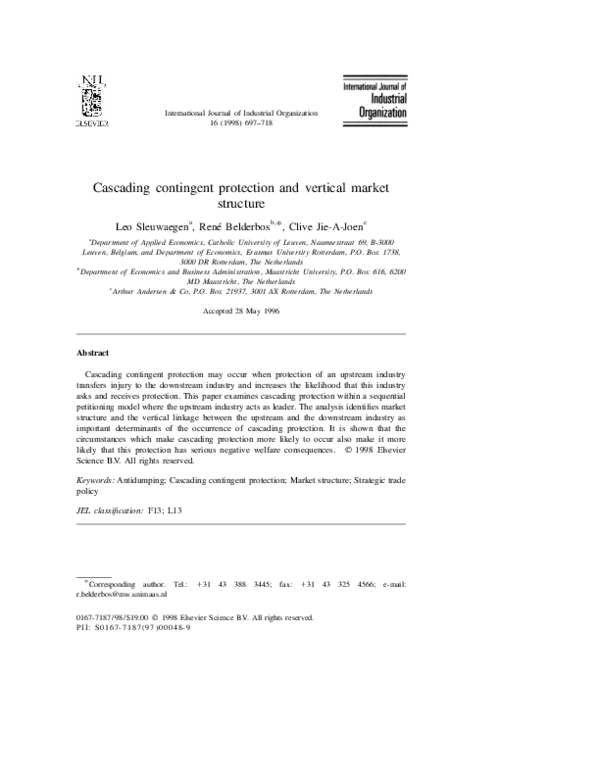 (PDF) Cascading contingent protection and vertical market structure