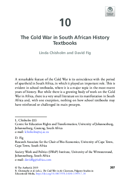 (PDF) The Cold War in South African History Textbooks | David Fig ...