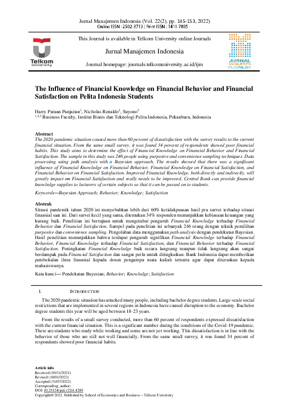 (PDF) The Influence of Financial Knowledge on Financial Behavior and ...