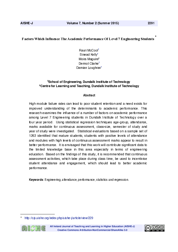 (PDF) Factors Which Influence The Academic Performance Of Level 7 ...