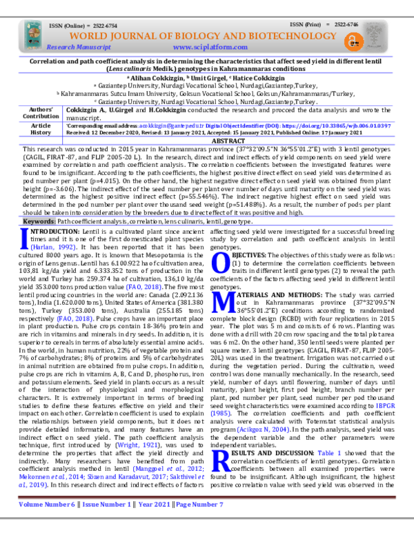 (PDF) Correlation and path coefficient analysis in determining the ...