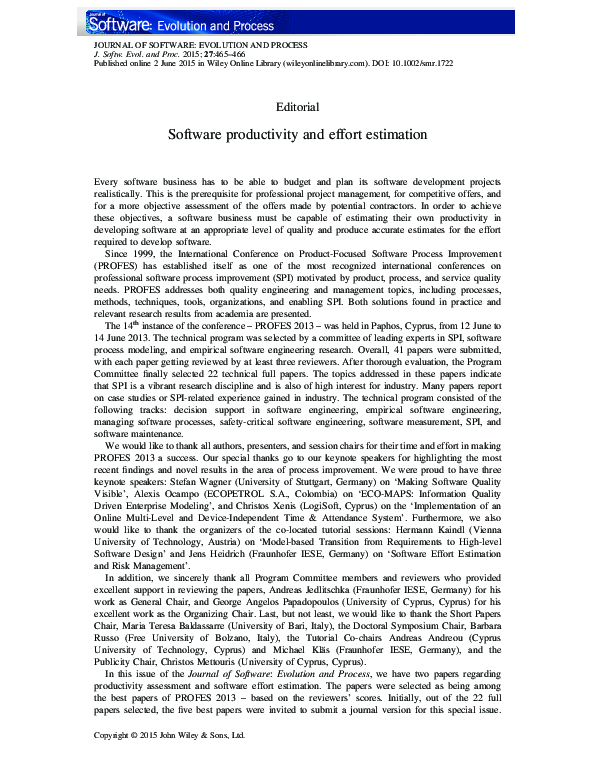 (PDF) Software productivity and effort estimation