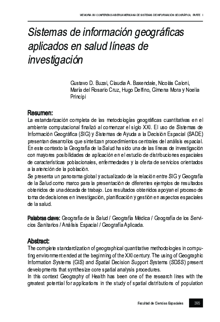 (PDF) Sistemas de información geográficas aplicados en salud líneas de investigación