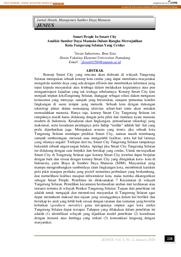 (PDF) Smart People In Smart City Analisis Sumber Daya Manusia Dalam ...