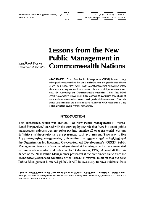 (PDF) Lessons from the new public management in commonwealth nations
