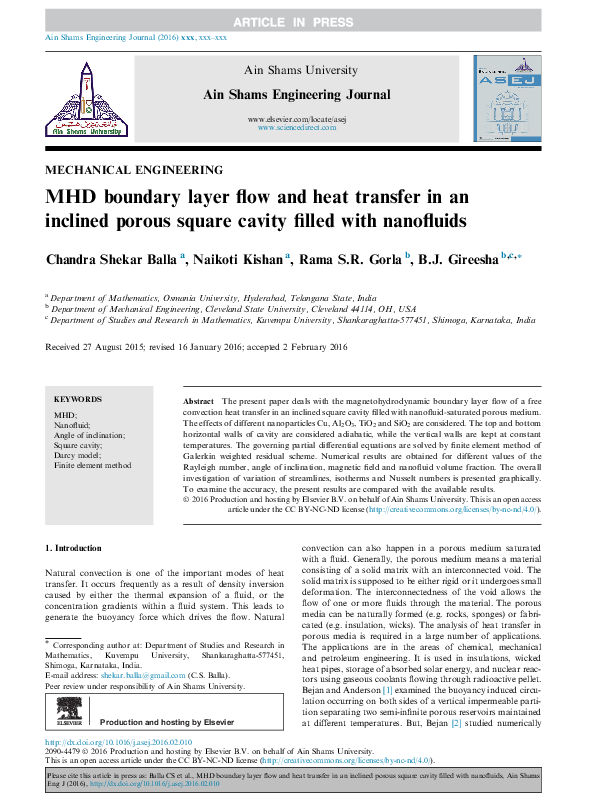 Pdf Mhd Boundary Layer Flow And Heat Transfer In An Inclined Porous Square Cavity Filled With