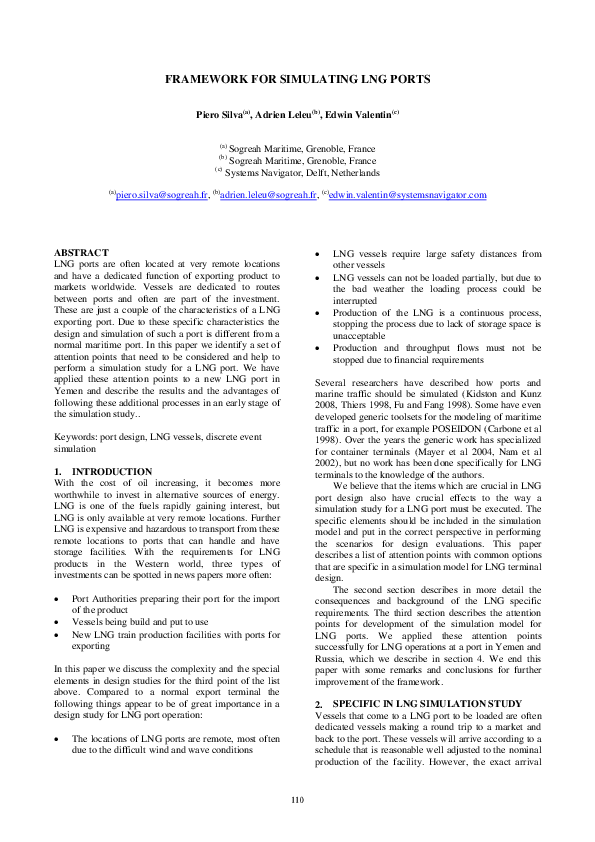 (PDF) Framework for simulating LNG ports