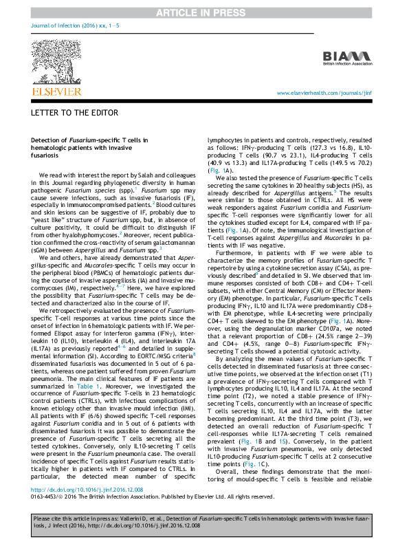 (PDF) Detection of Fusarium-specific T cells in hematologic patients ...