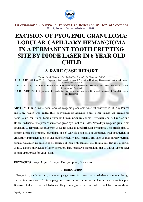 (PDF) Excision of Pyogenic Granuloma: Lobular Capillary Hemangioma in a ...