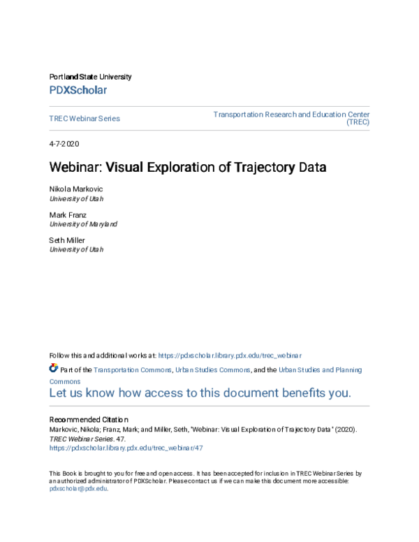 (PDF) Webinar: Visual Exploration of Trajectory Data