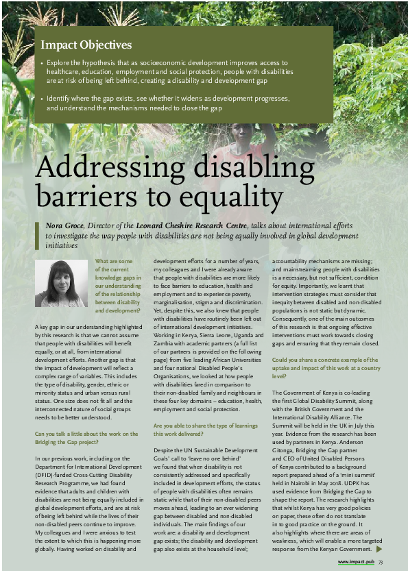 (PDF) Bridging the Gap: examining disability and development in four ...