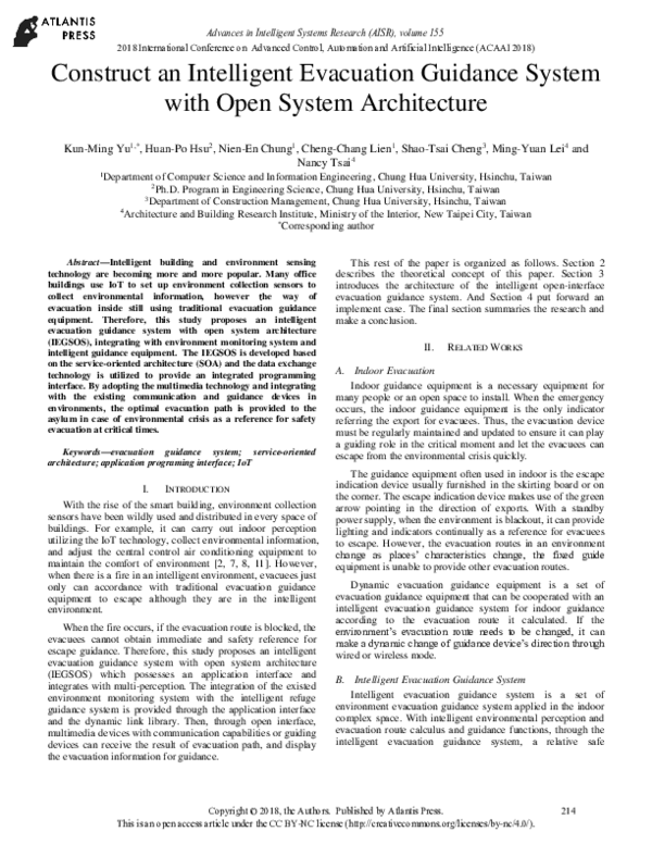 (PDF) Construct an Intelligent Evacuation Guidance System with Open ...