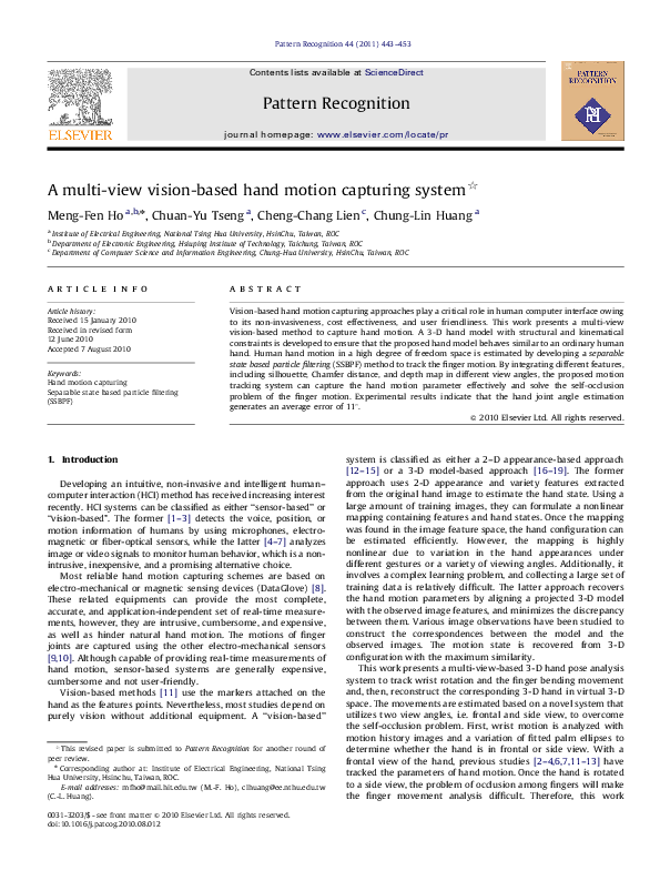 (PDF) A multi-view vision-based hand motion capturing system