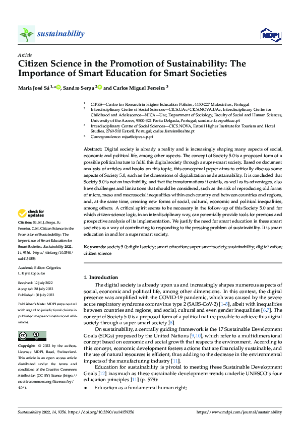 (PDF) Citizen Science in the Promotion of Sustainability: The ...