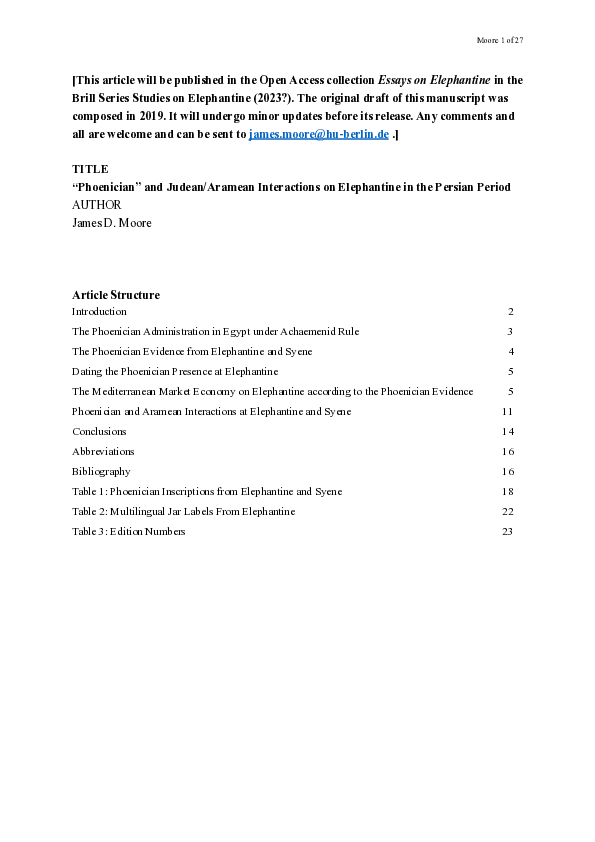 (PDF) “Phoenician” and Judean/Aramean Interactions on Elephantine in ...