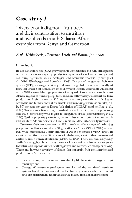 (PDF) Diversity of indigenous fruit trees and their contribution to ...