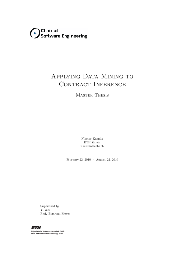(PDF) Applying Data Mining to Contract Inference