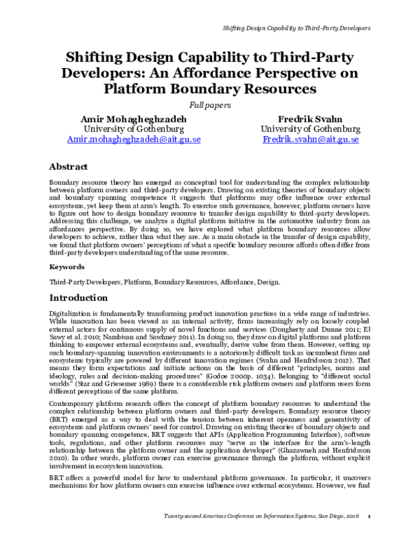 (PDF) Shifting Design Capability to Third-Party Developers: An ...